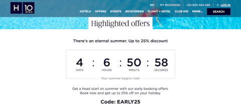 H10 HOTELS 프로모션 코드: 25% 할인 + 3개의 유효 쿠폰
